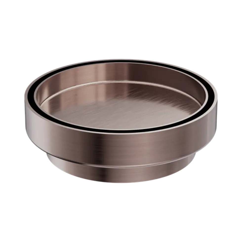 130mm Round Tile Insert Floor Waste 100mm Outlet Brushed Bronze
