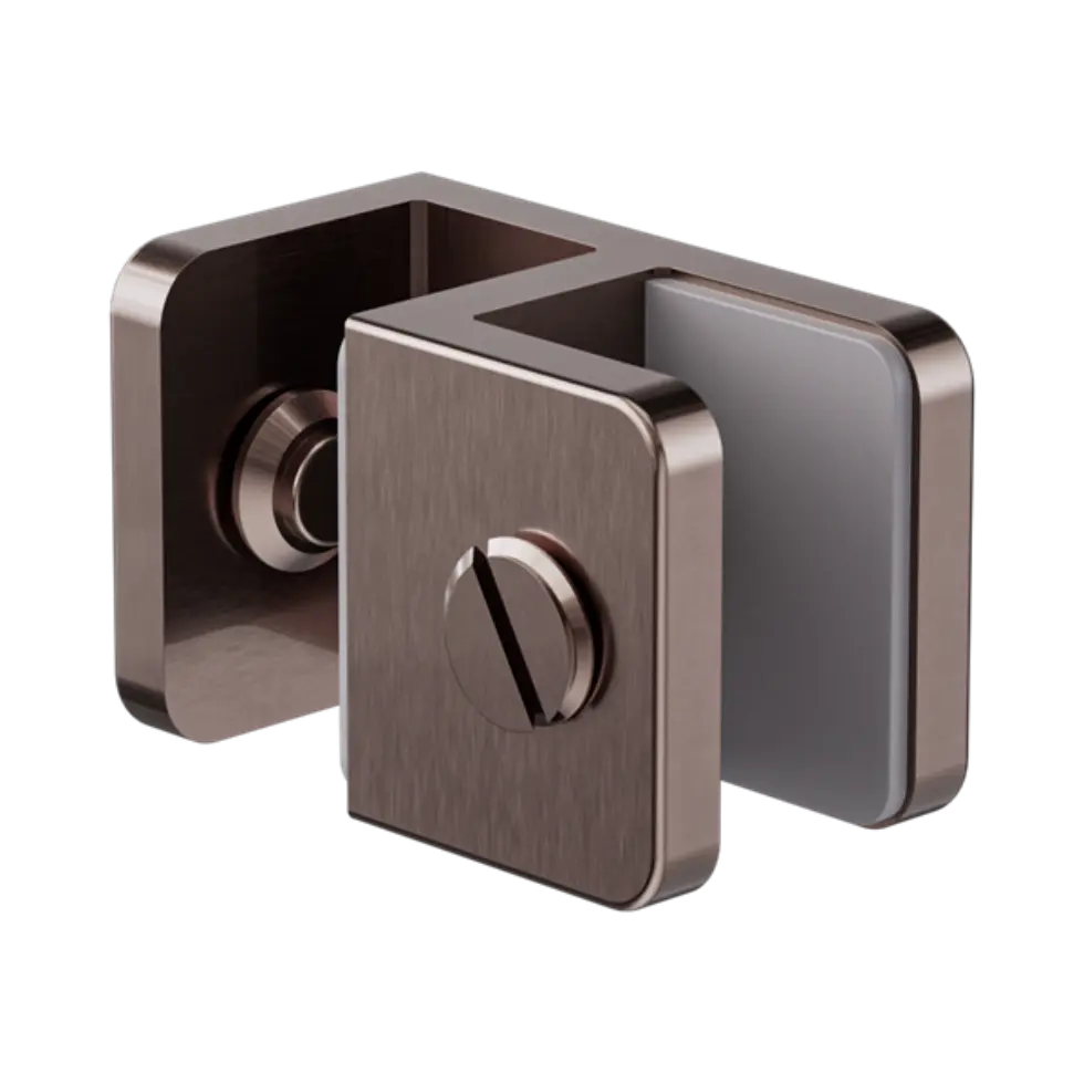 Over-Panel Glass To Glass Fitting 10mm Glass Brushed Bronze
