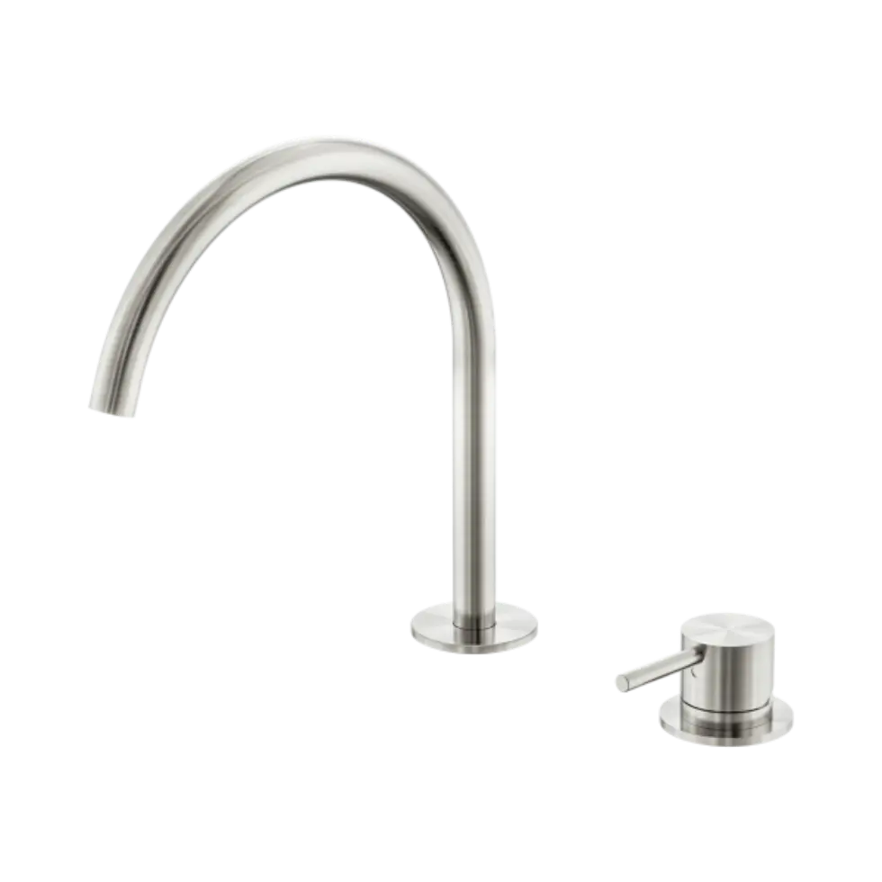 Mecca Hob Bath/Kitchen Mixer Set Arc Spout Brushed Nickel