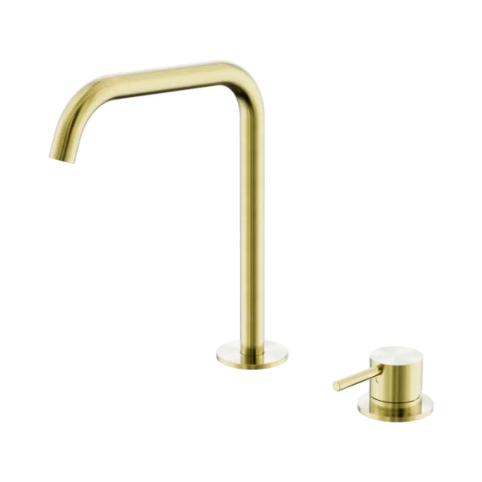 Mecca Hob Bath/Kitchen Mixer Set Edge Spout Brushed Gold
