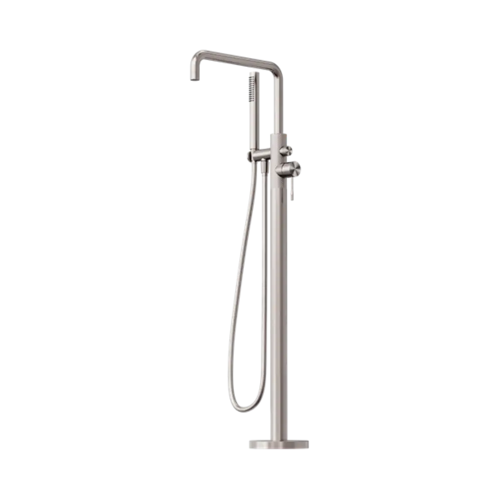 Opal Freestanding Bath Mixer With Hand Shower Brushed Nickel