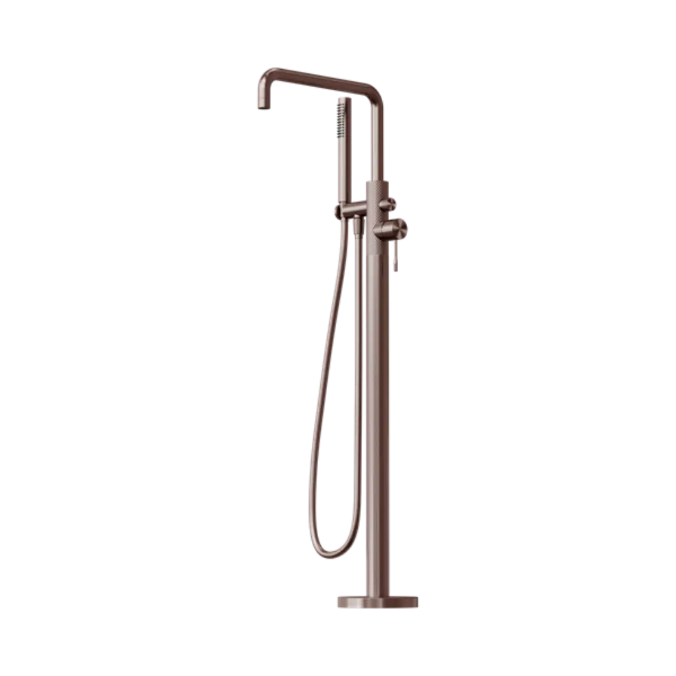 Opal Freestanding Bath Mixer With Hand Shower Brushed Bronze