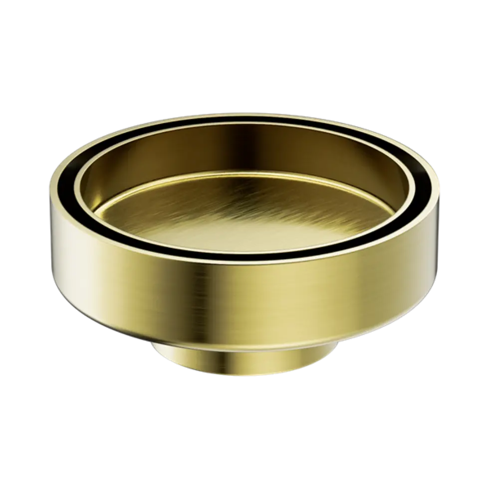 100mm Round Tile Insert Floor Waste 50mm Outlet Brushed Gold