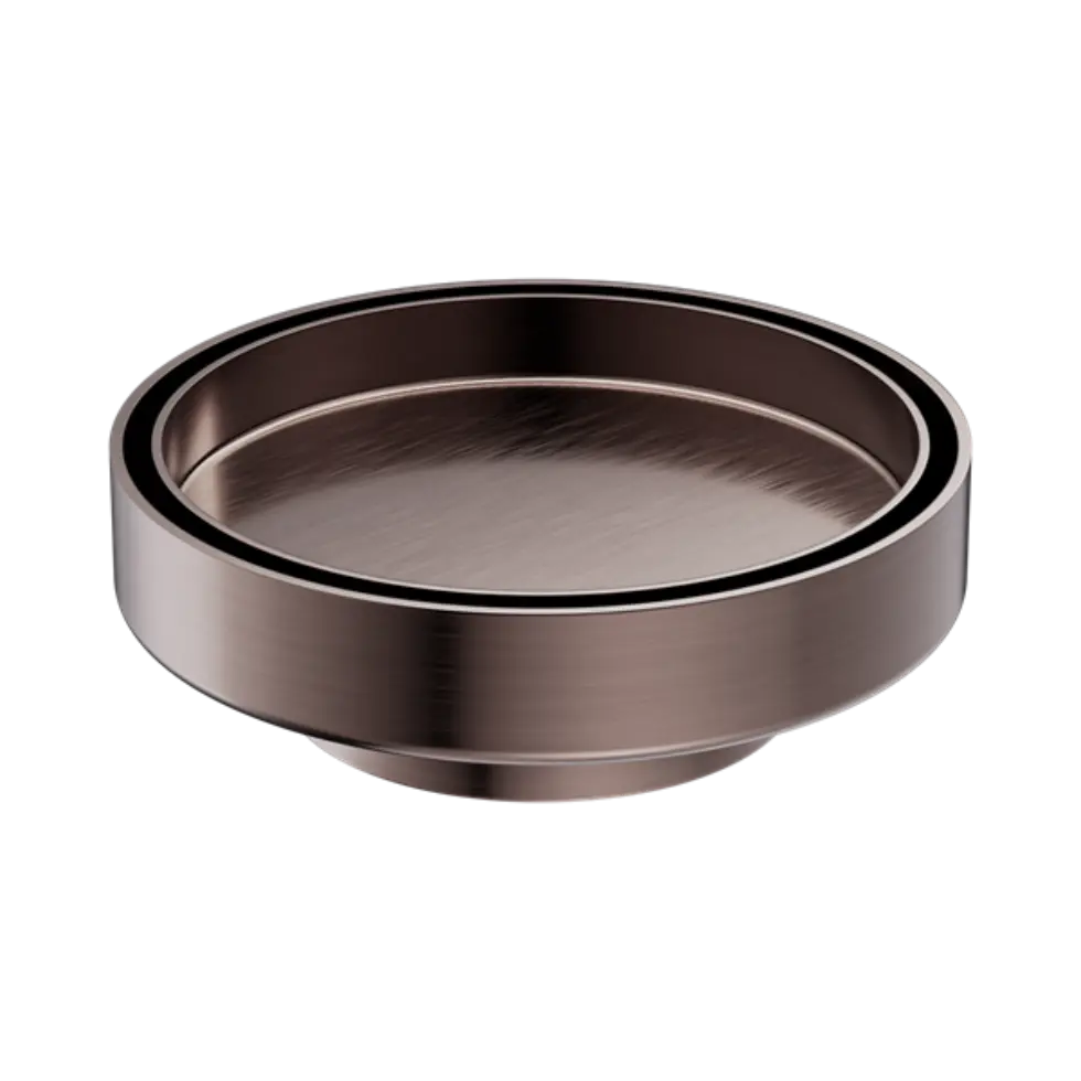 130mm Round Tile Insert Floor Waste 80mm Outlet Brushed Bronze