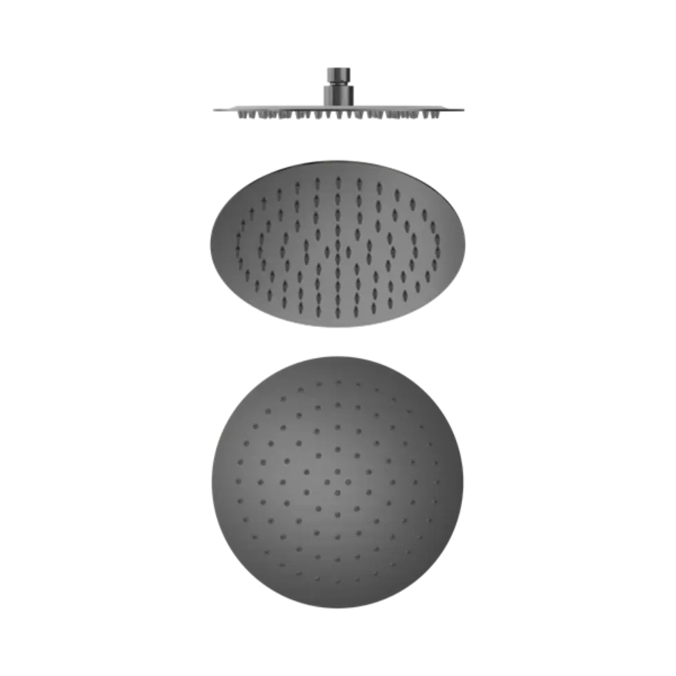 250mm Round Stainless Steel Shower Head 4 Star Rating Gun Metal