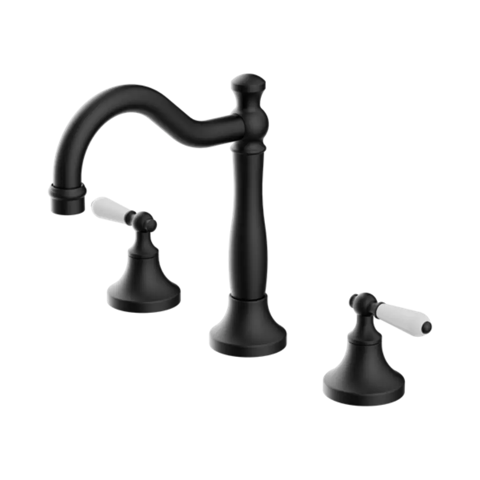 York Basin Set With White Porcelain Lever Matte Black