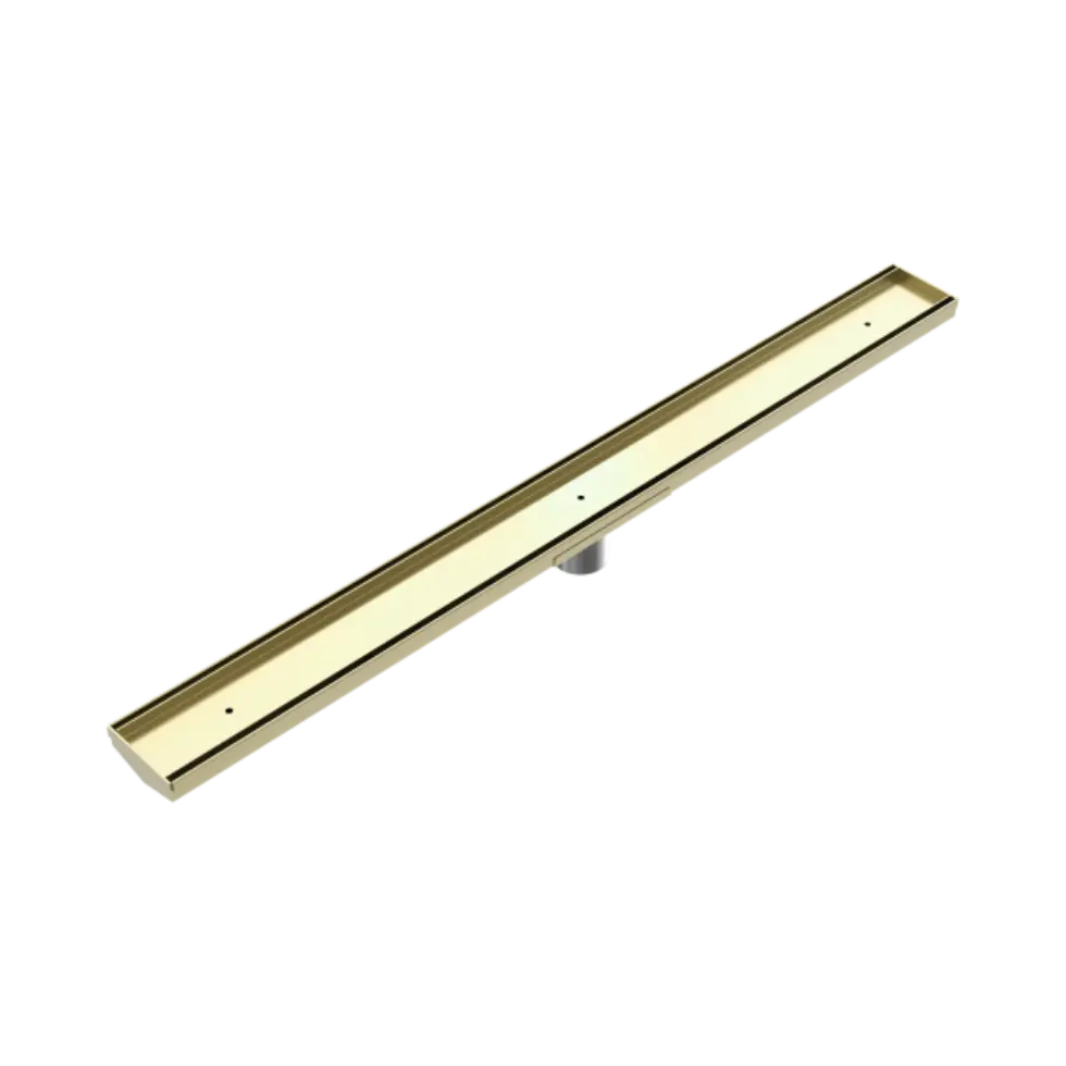 Tile Insert V Channel 900x82mm Floor Grate 50mm Outlet Brushed Gold