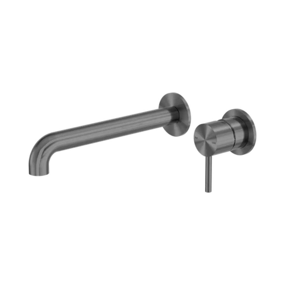 Zen SS316L Wall Basin/Bath Mixer Separate Back Plate 230mm Spout Graphite