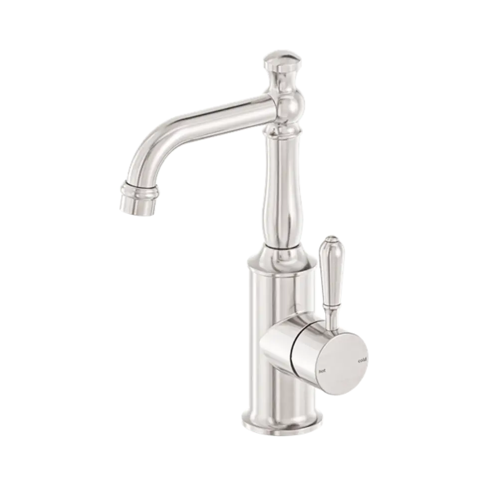 York Basin Mixer With Metal Lever Brushed Nickel