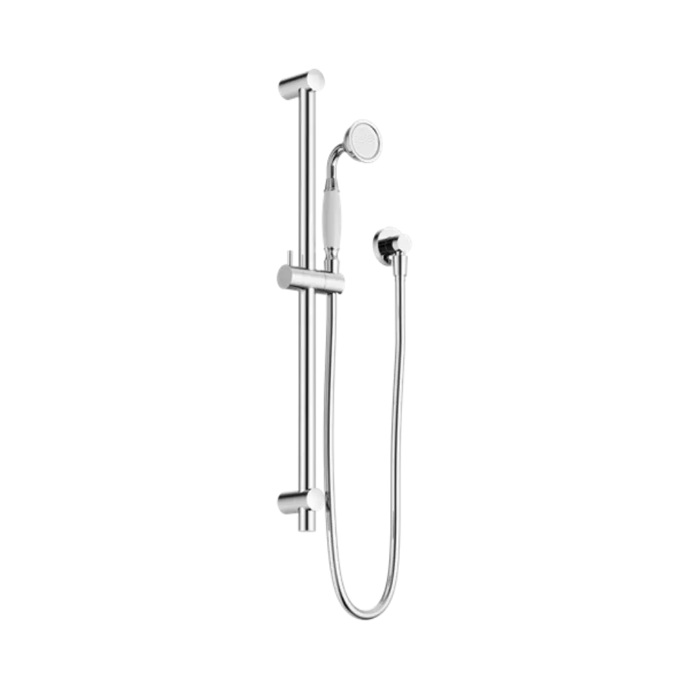 York Shower Rail With White Porcelain Hand Shower Chrome