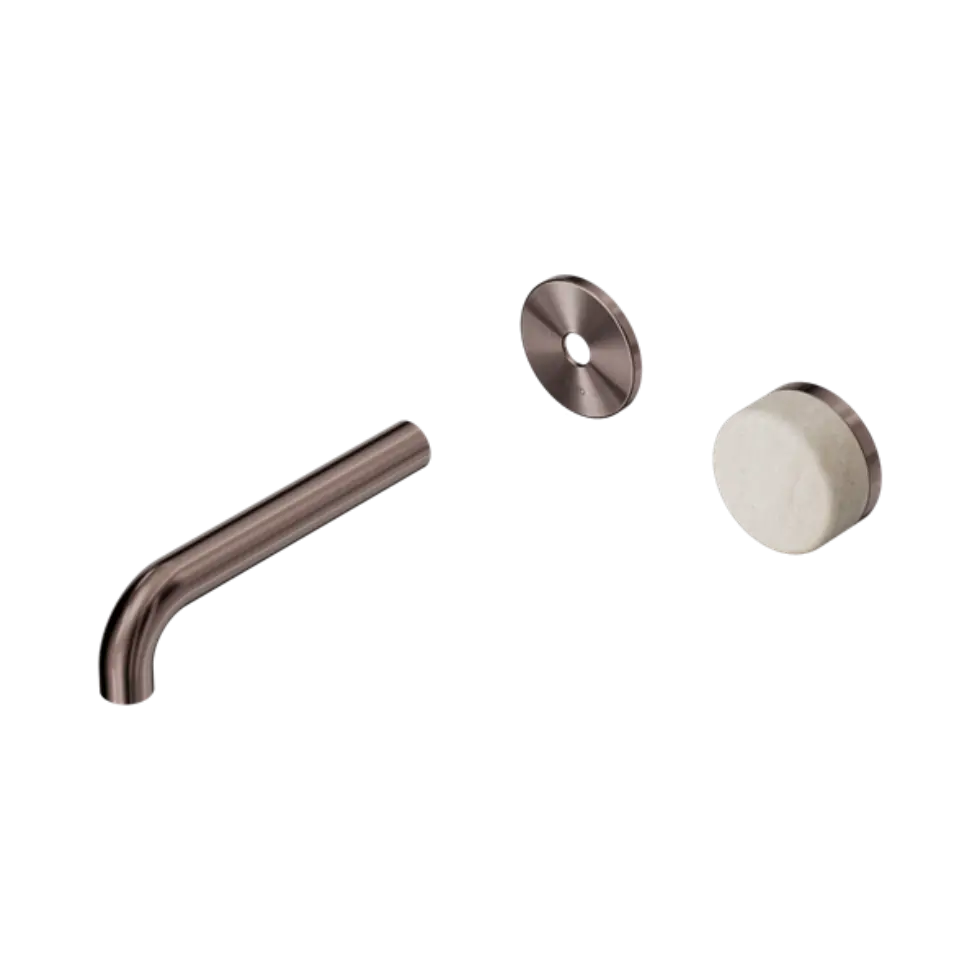 Serenity Progressive Wall Basin Mixer 160mm Spout With Rome Travertine ...
