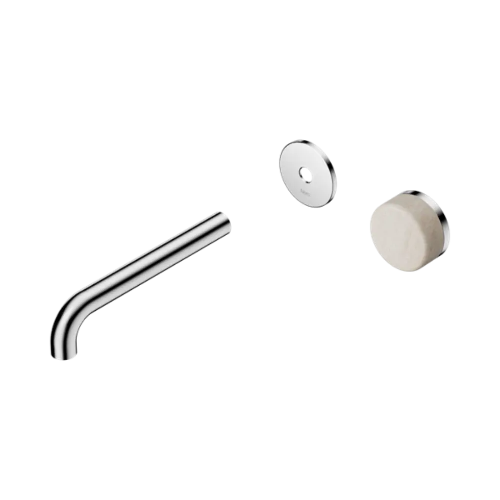Serenity Progressive Wall Basin Mixer 185mm Spout With Rome Travertine ...