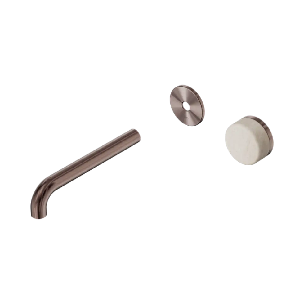 Serenity Progressive Wall Basin Mixer 185mm Spout With Rome Travertine ...