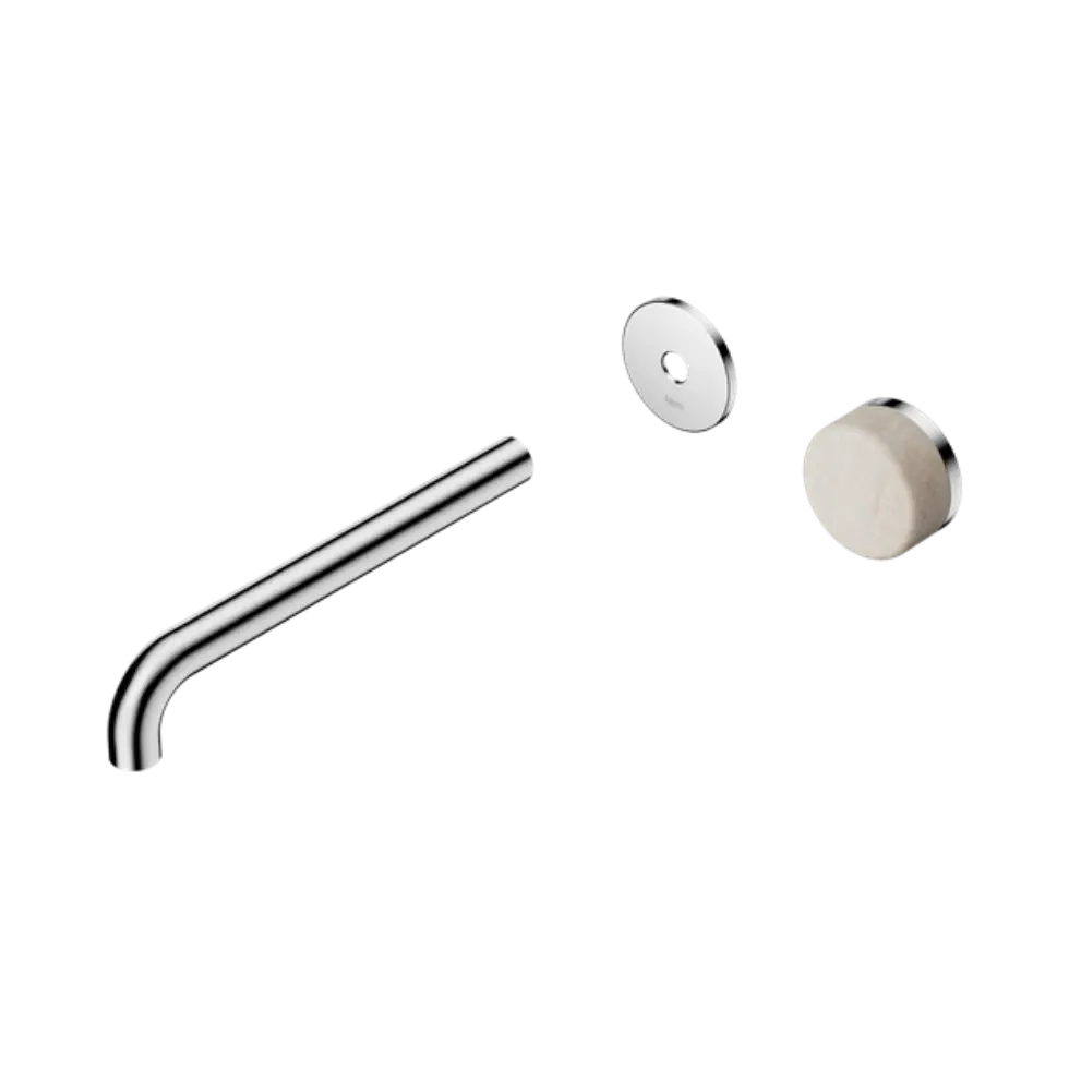 Serenity Progressive Wall Basin Mixer 220mm Spout With Rome Travertine ...
