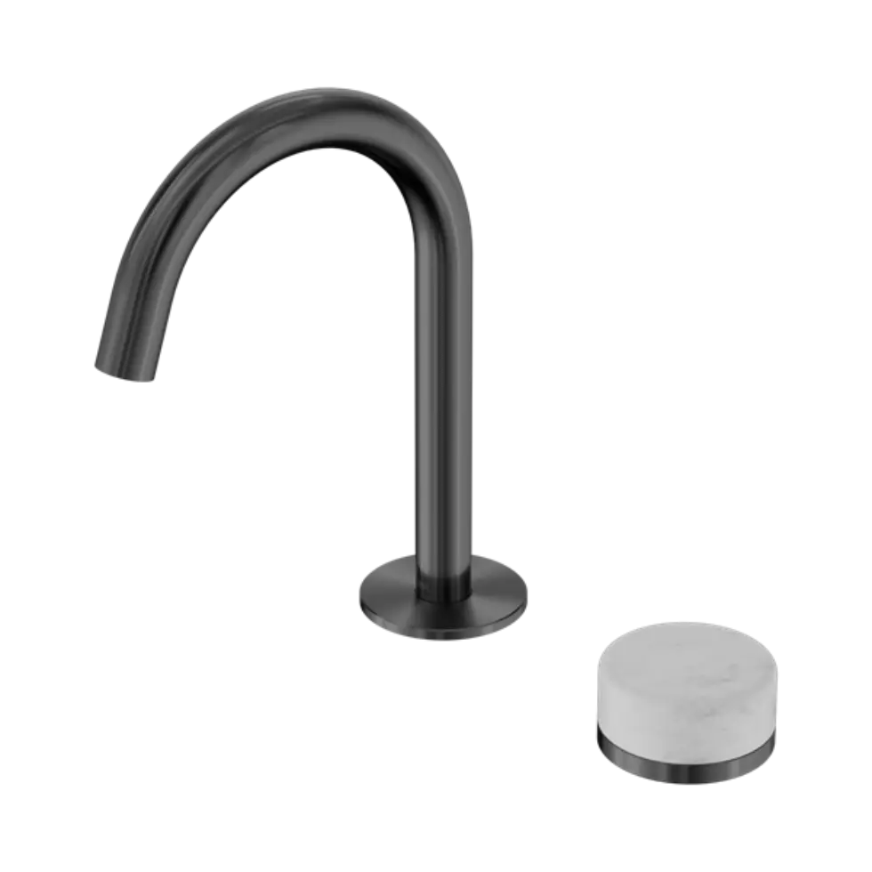 Serenity Progressive Basin Mixer Arc Spout With Carrara Handle Gun Metal