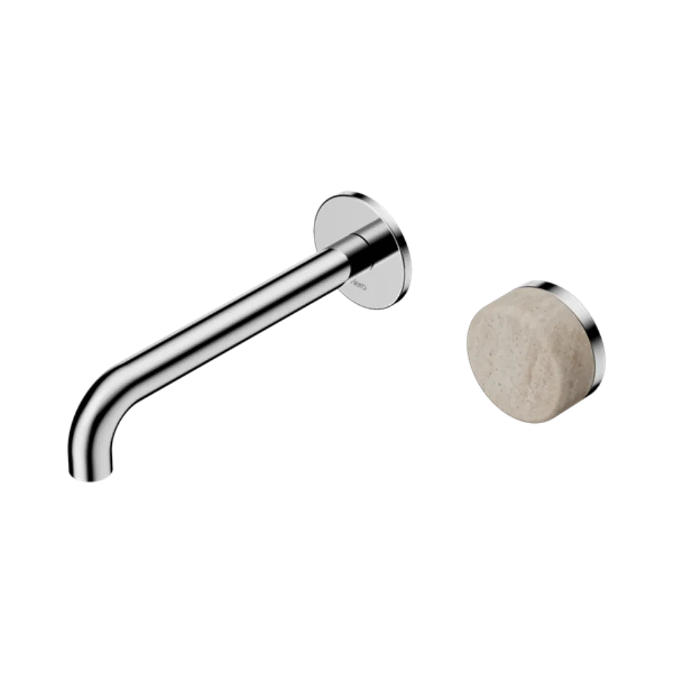 Serenity Progressive Wall Basin Mixer 185mm Spout With Rome Travertine ...