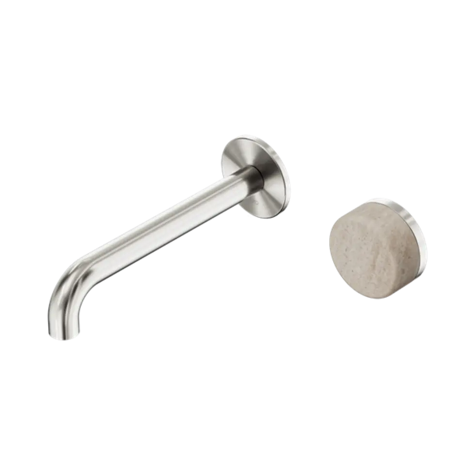 Serenity Progressive Wall Basin Mixer 185mm Spout With Rome Travertine ...
