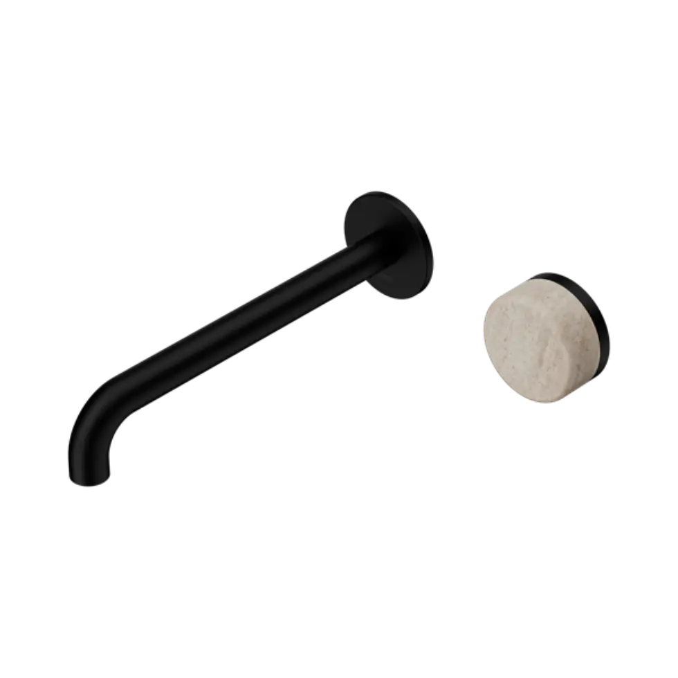 Serenity Progressive Wall Basin Mixer 220mm Spout With Rome Travertine ...