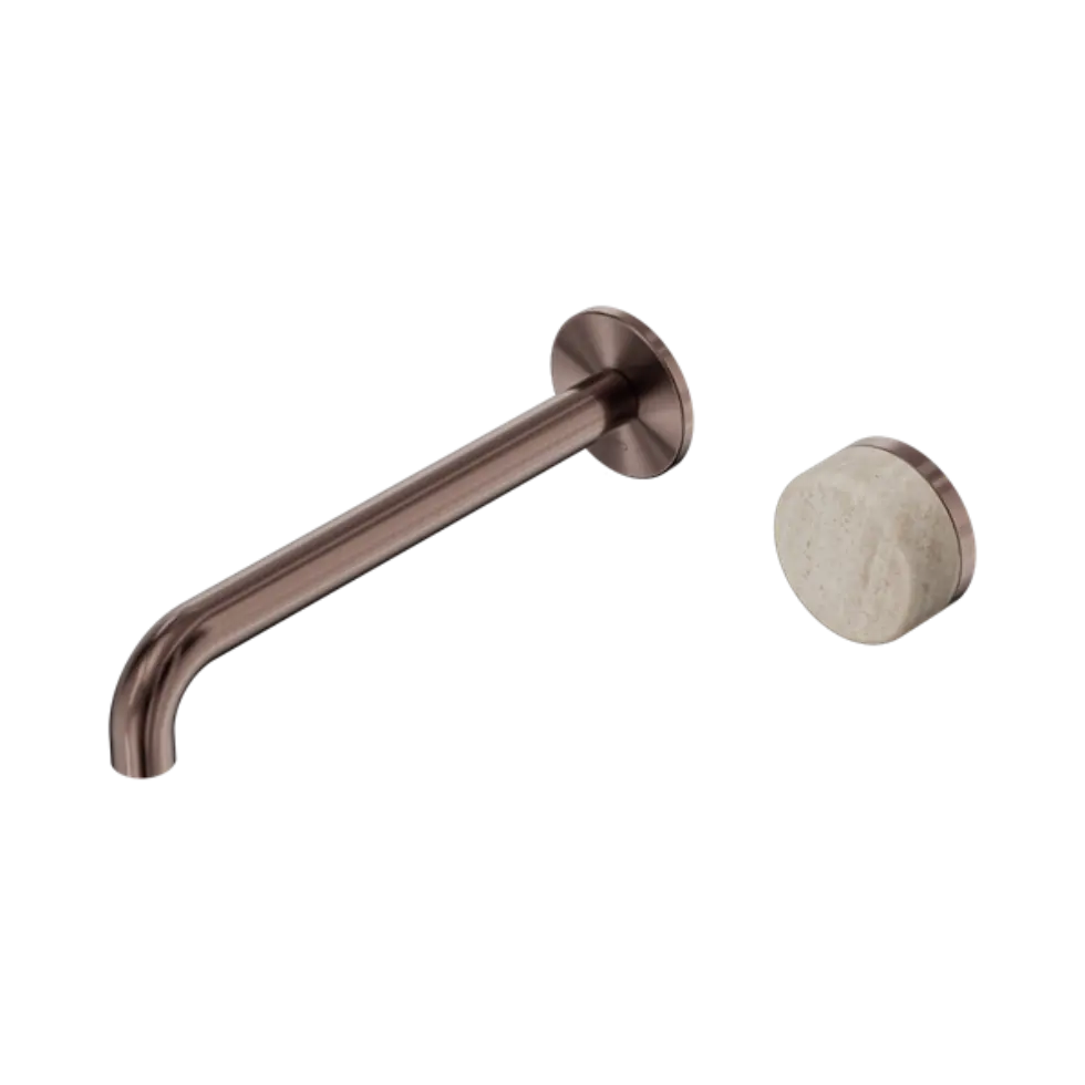 Serenity Progressive Wall Basin Mixer 220mm Spout With Rome Travertine ...