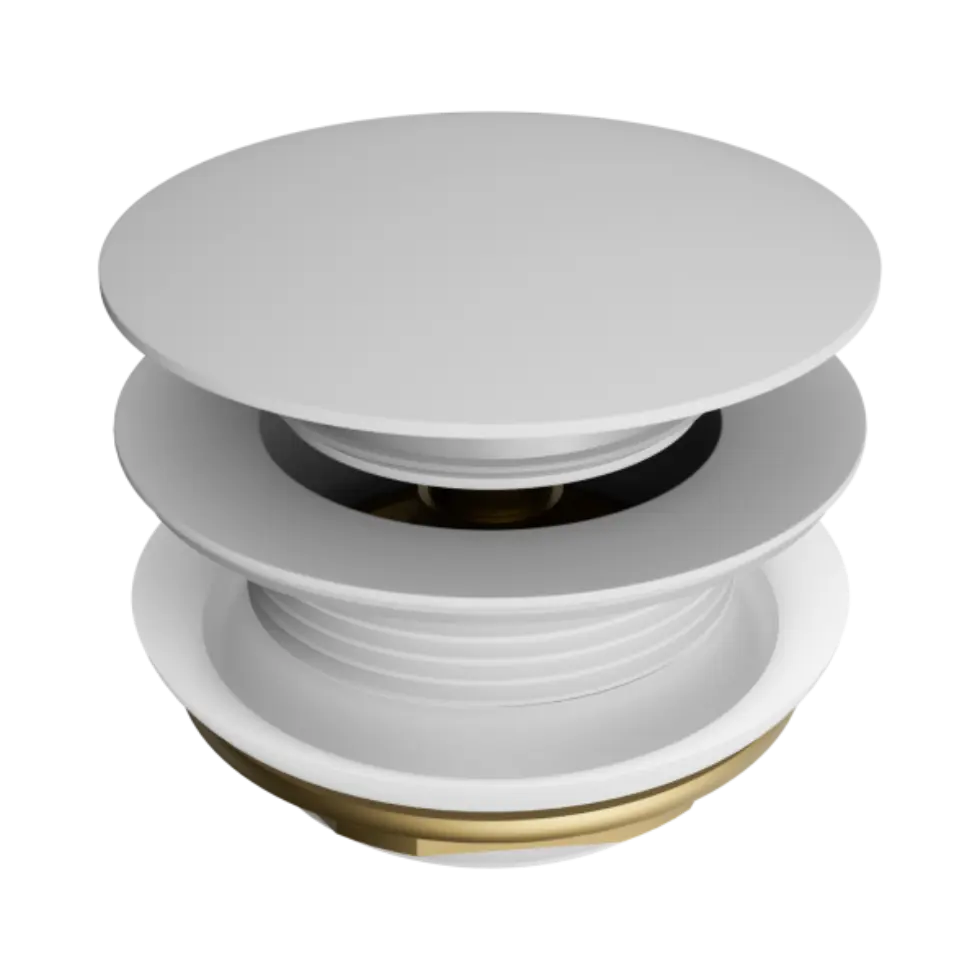 Short Pop Up Bath Waste 40mm Matte White