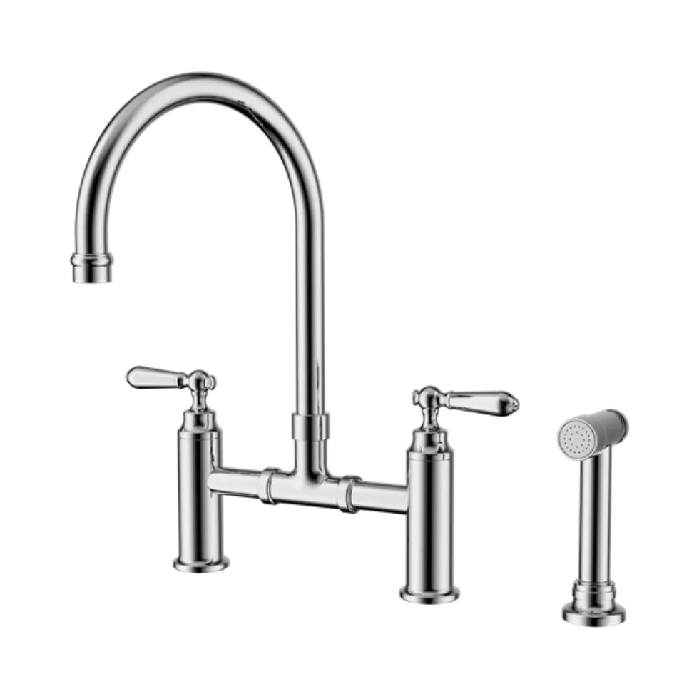 York Bridge Kitchen Set With Hand Spray Chrome