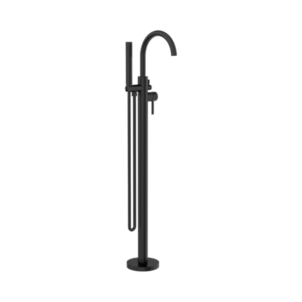 Mecca Round Freestanding Mixer With Hand Shower Matte Black