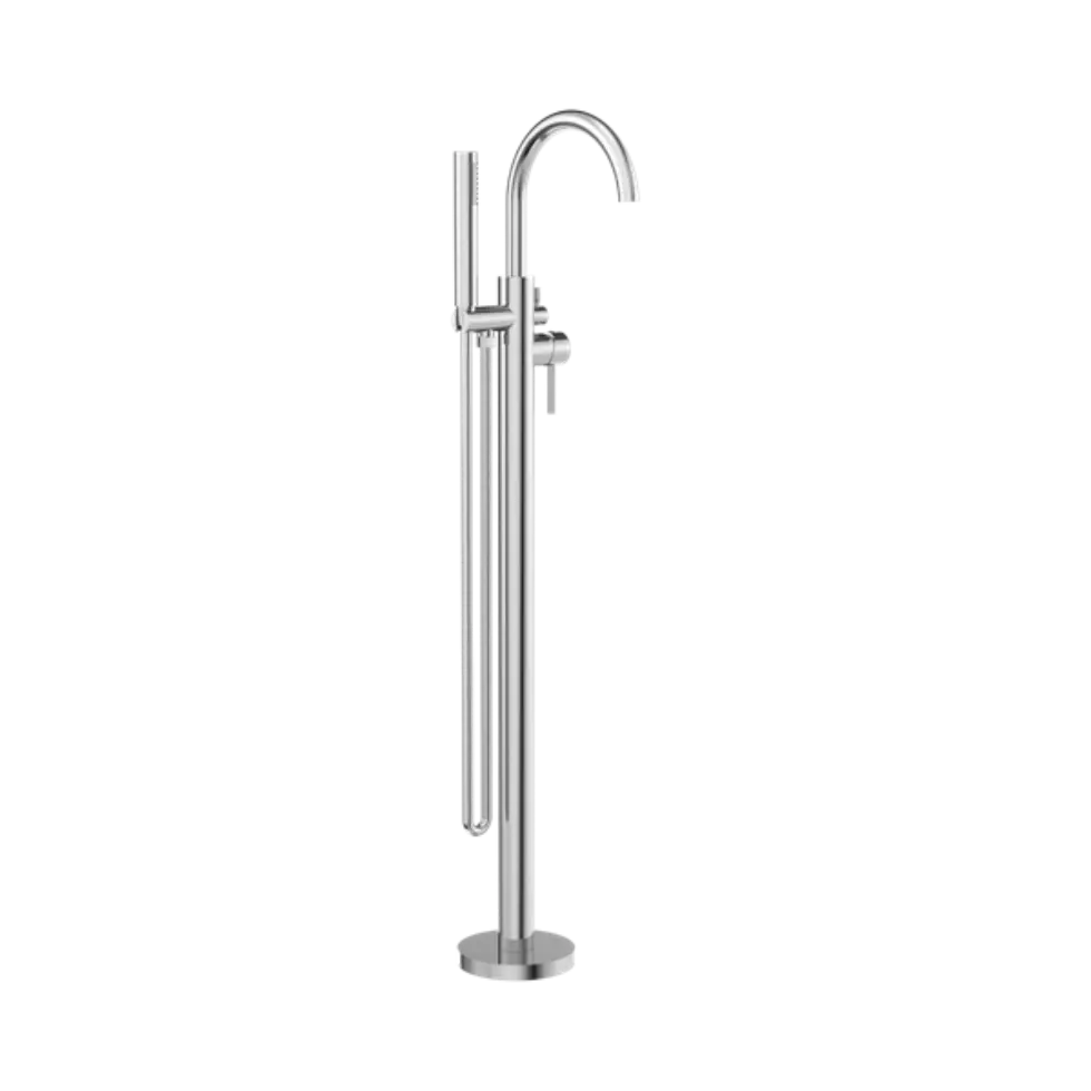 Mecca Round Freestanding Mixer With Hand Shower Chrome